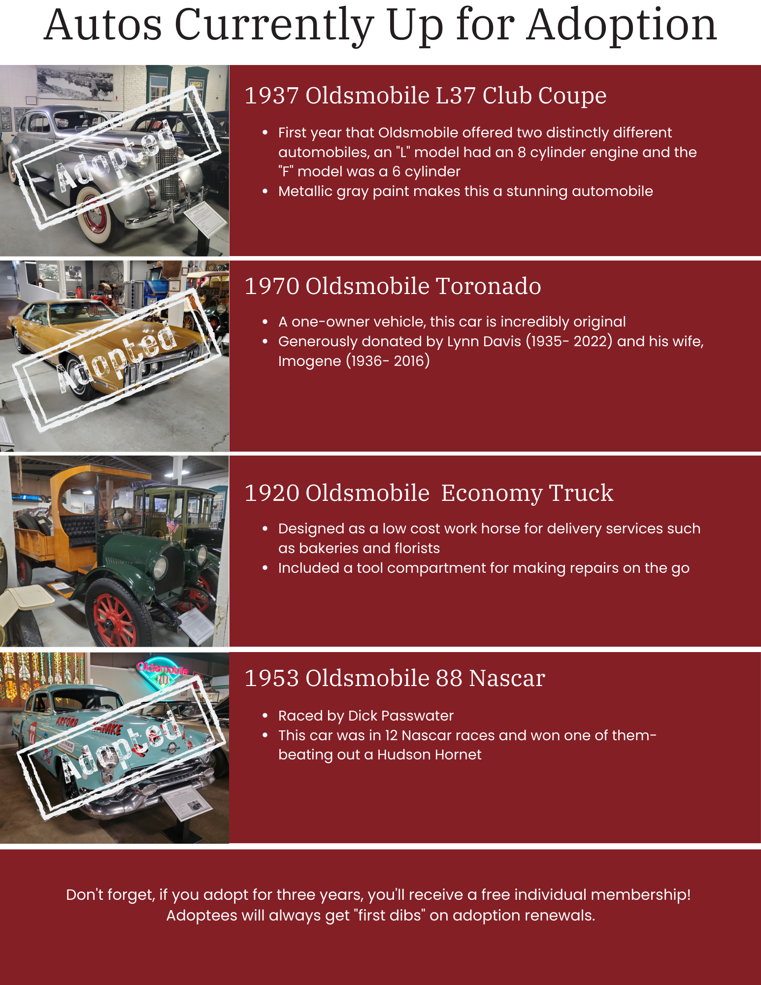 Auto Adoption Program - R.E. Olds Museum